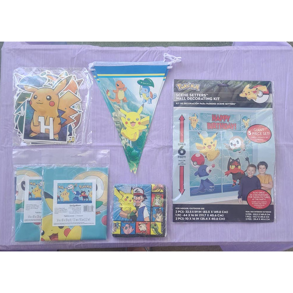Design Ware | Party Supplies | Kids Pokemon Birthday Party Banner Scene ...